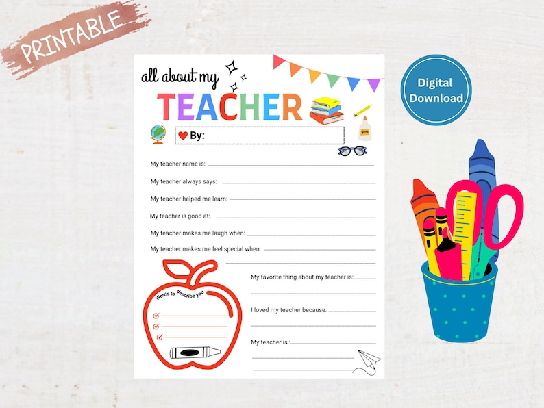 Teacher Appreciation Week Printable, Its All About My Teacher, Teacher ...
