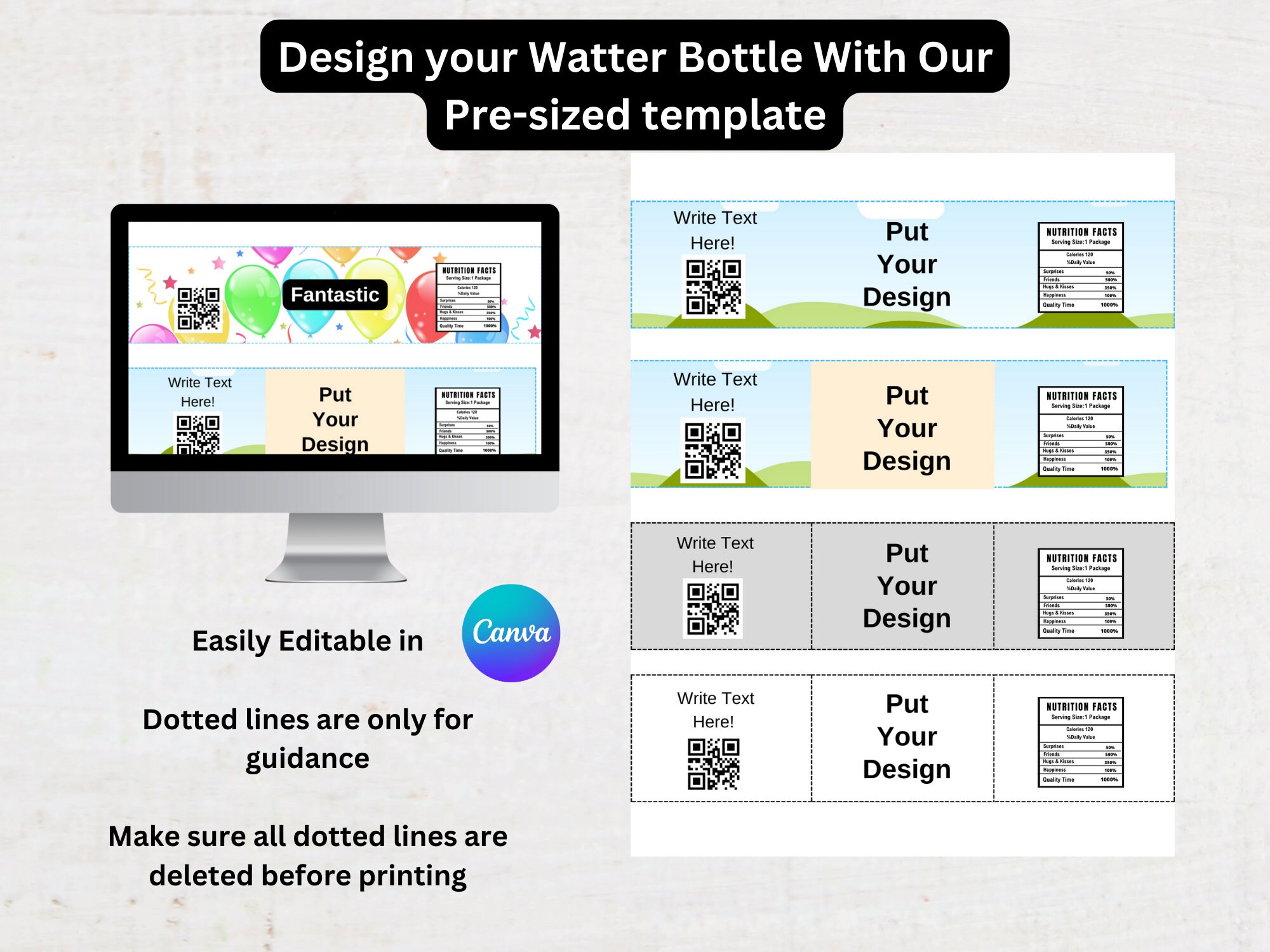 Water Bottle Label Editable Template, Water Bottle Template, Water ...