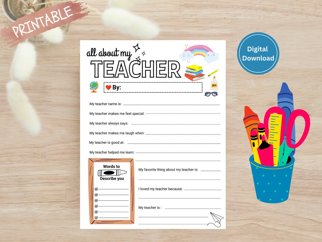 Teacher Appreciation Week Printable, Its All About My Teacher, Teacher ...