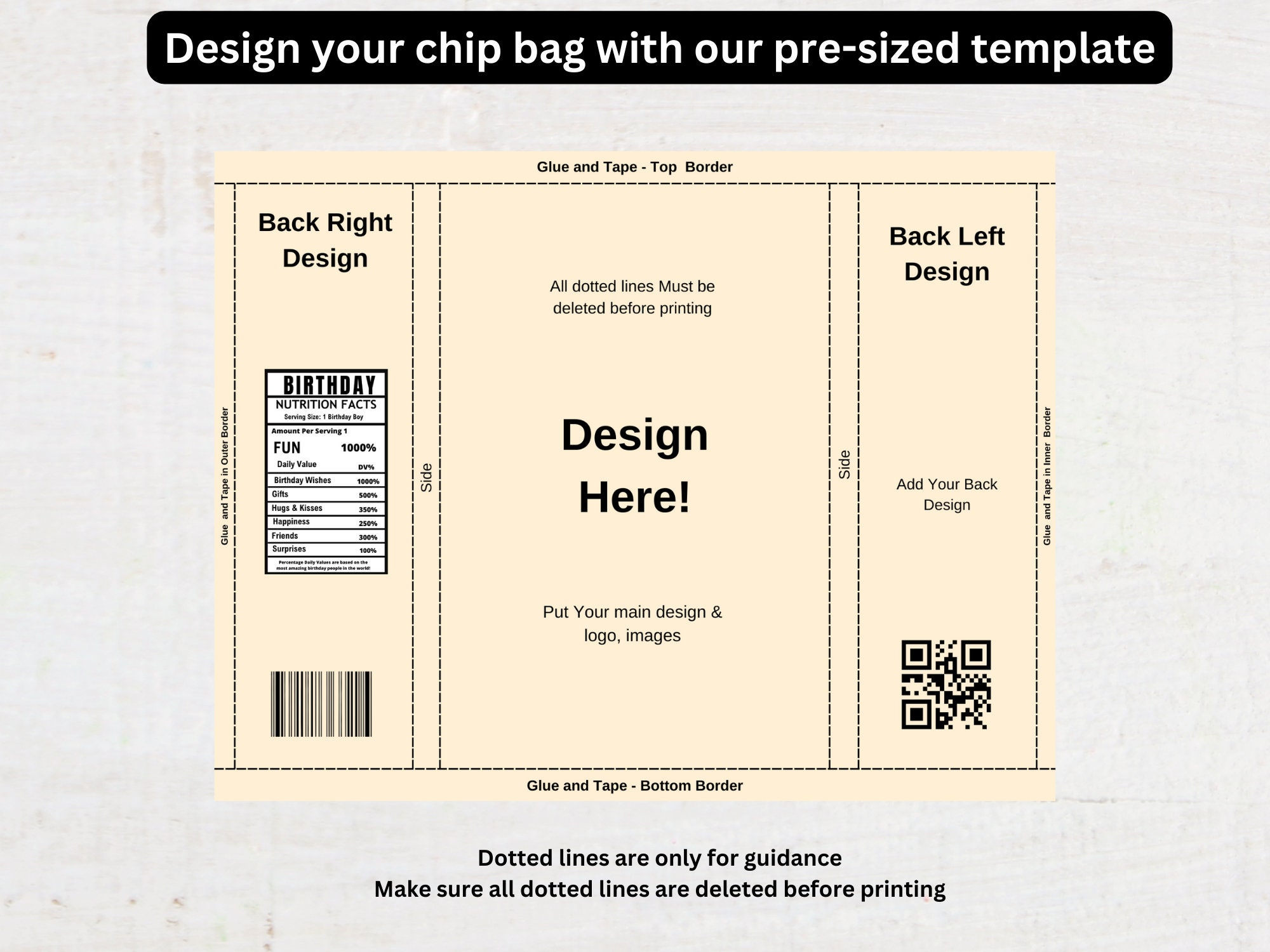 Editable Chip Bag Template, Blank Chip Bag, Chip Bag Template, Chip Bag ...