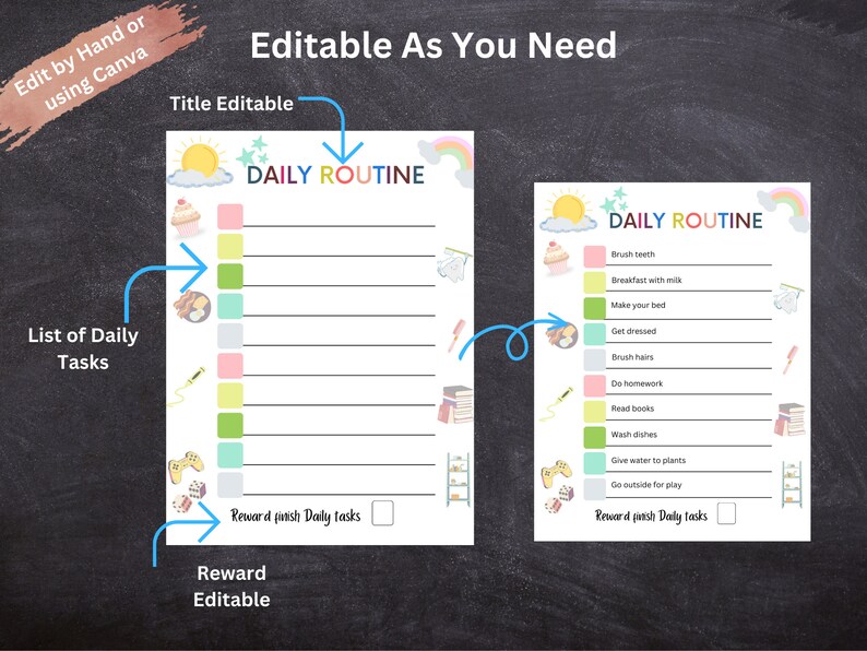 Editable Daily Routine Planner for Kids | Daily Printable ...