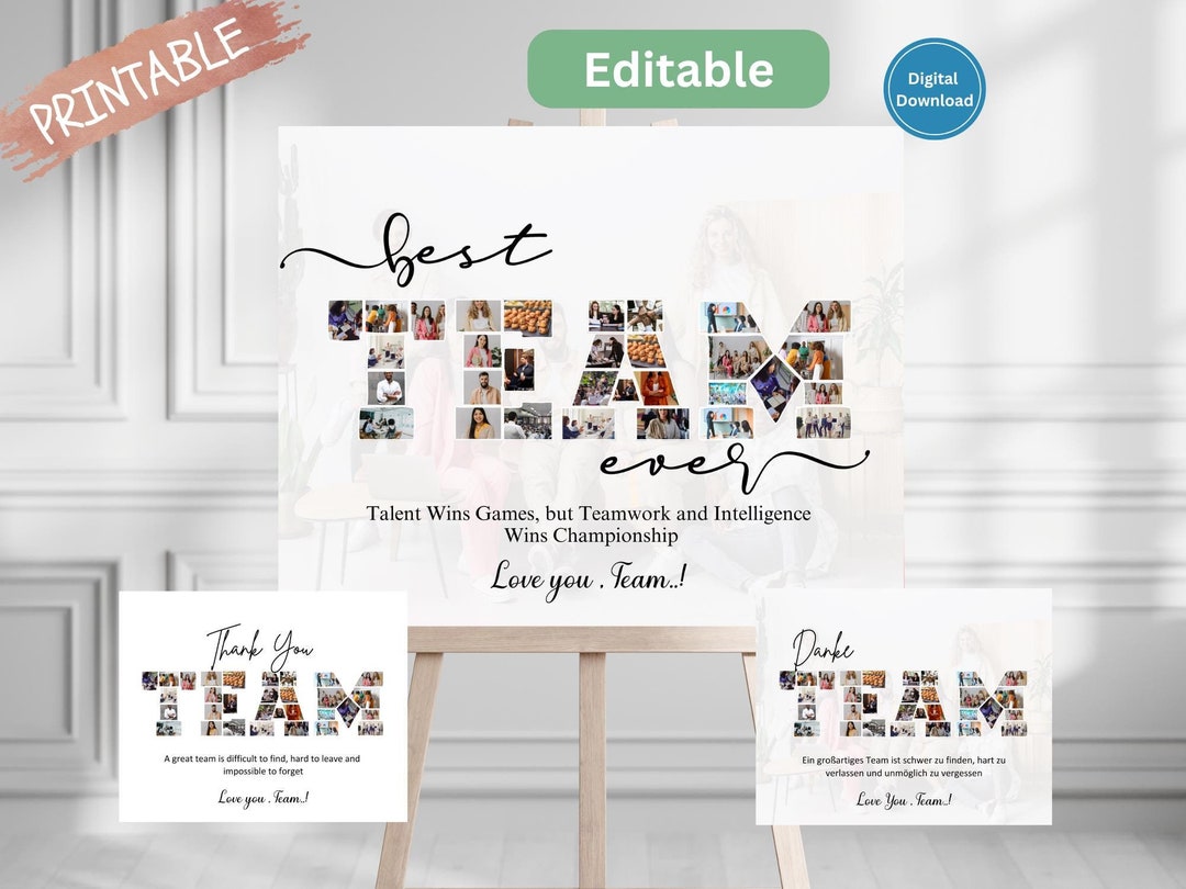 Editable Team Photo Collage, Thank You Team Gift, Thank You Team ...