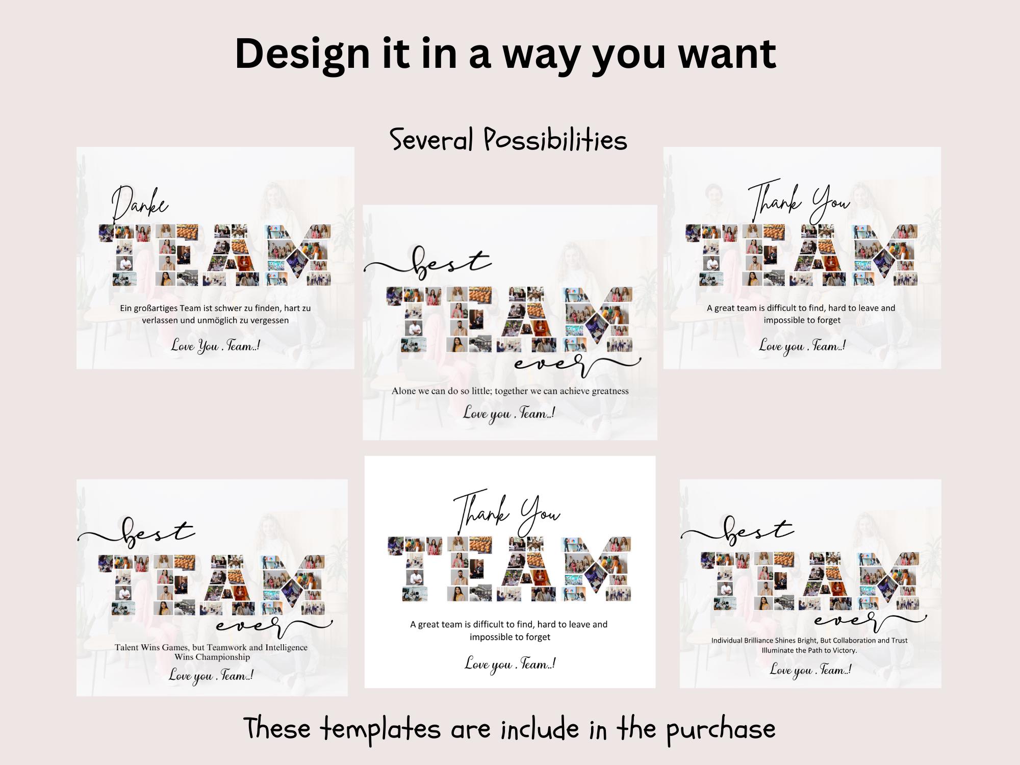 Editable Team Photo Collage, Thank You Team Gift, Thank You Team ...