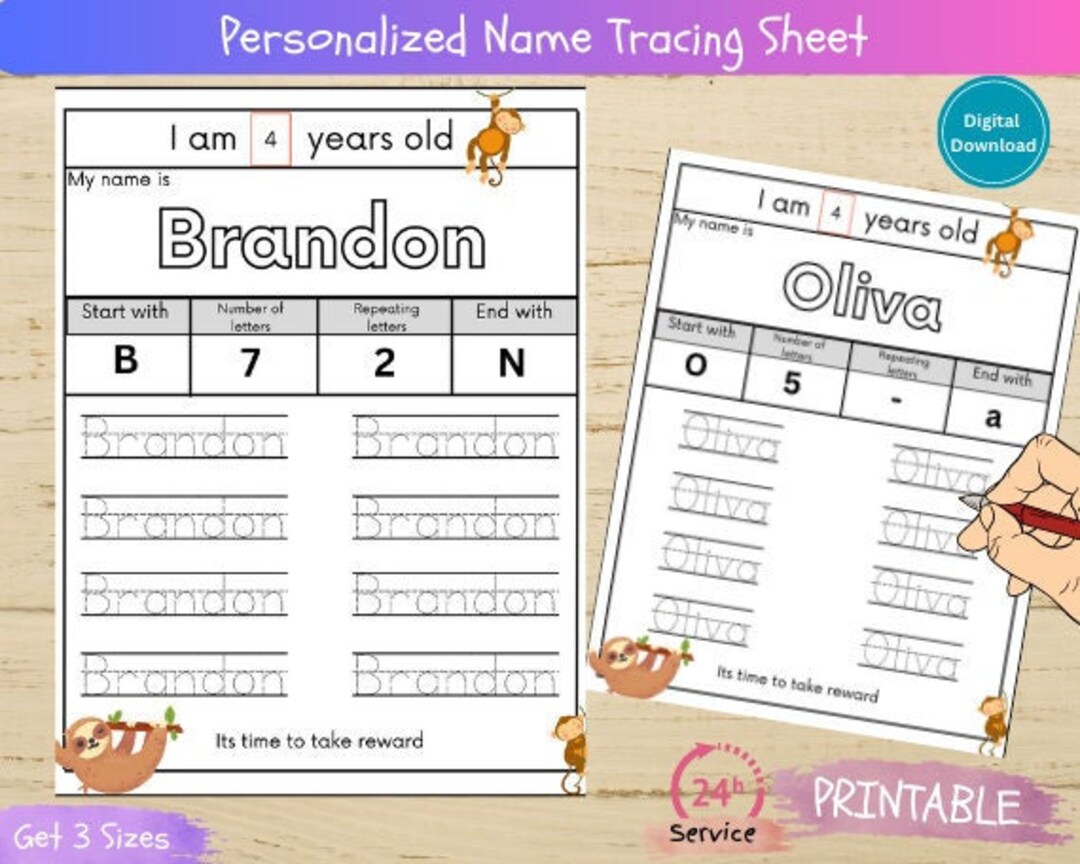 Name Tracer Monkey Practice Sheet | Animal Themed Worksheet ...