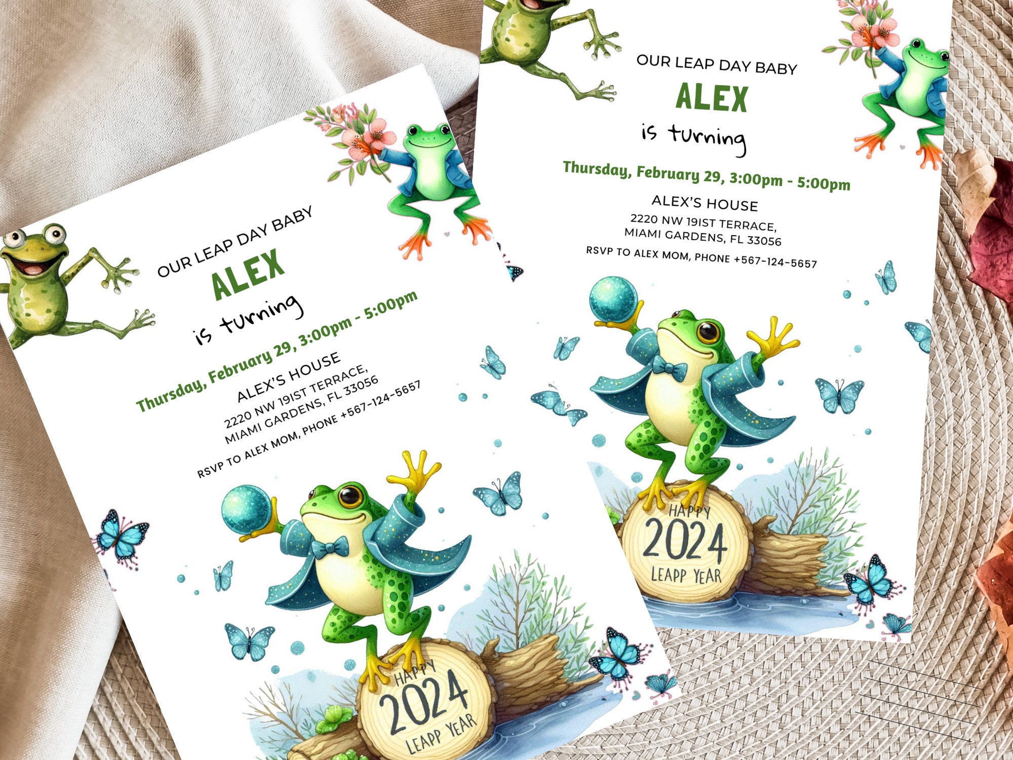 Leap Year Birthday Frog Invitation, Leap Day Party Printable, Cute Frog ...