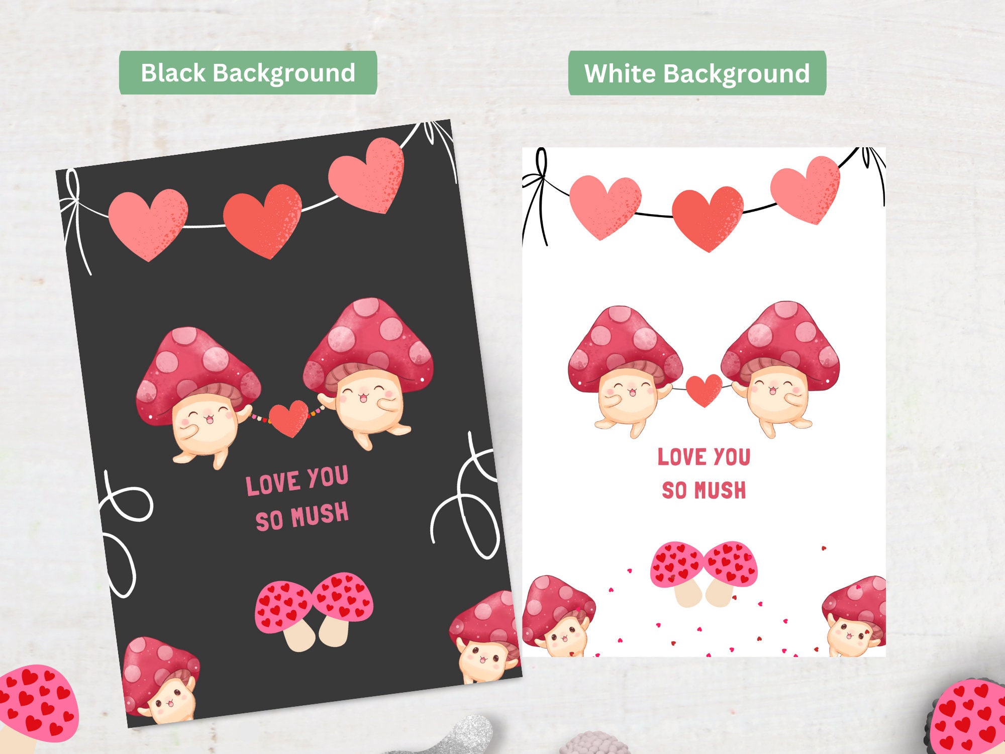 Mushroom Valentines Day Card Printable, Love You so Much, Funny ...