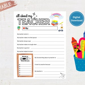 Teacher Appreciation Week Printable, Its All About My Teacher, Teacher ...