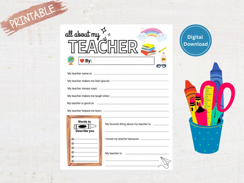 Teacher Appreciation Week Printable, Its All About My Teacher, Teacher ...