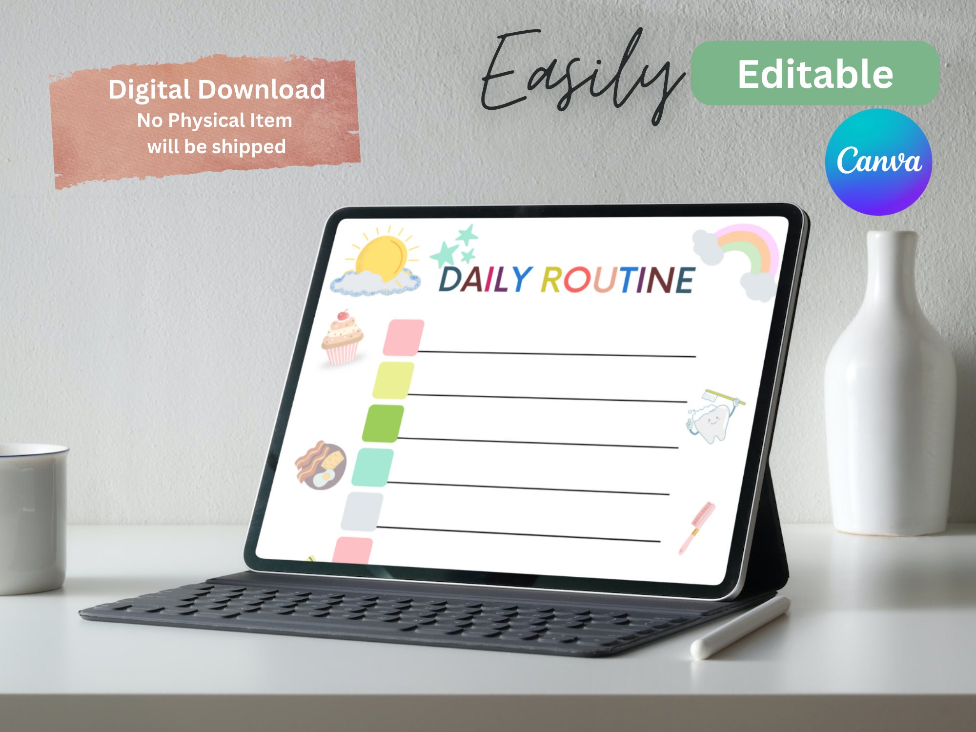 Editable Daily Routine Planner for Kids | Daily Printable ...