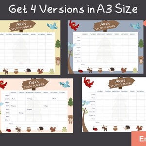 Personalize Timetable Animal Printable | Woodland Design | Study ...