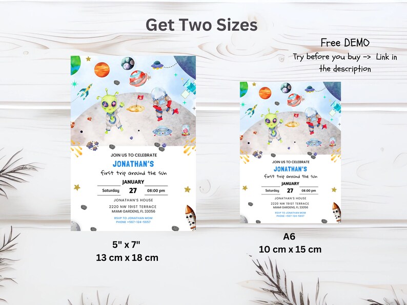 EDITABLE Space Birthday Invitation, Space Galaxy Blast Off, Alien ...