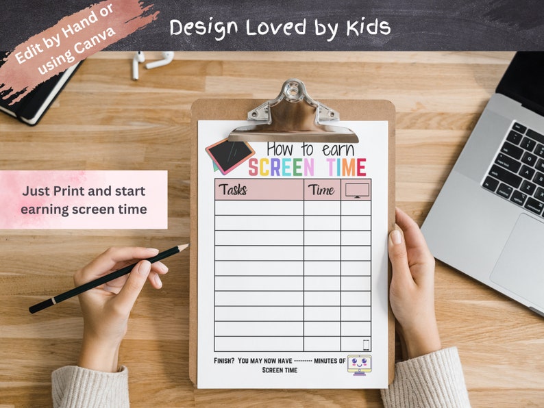 How to Earn Screen Time Checklist for Kids | Chore Chart Printable ...