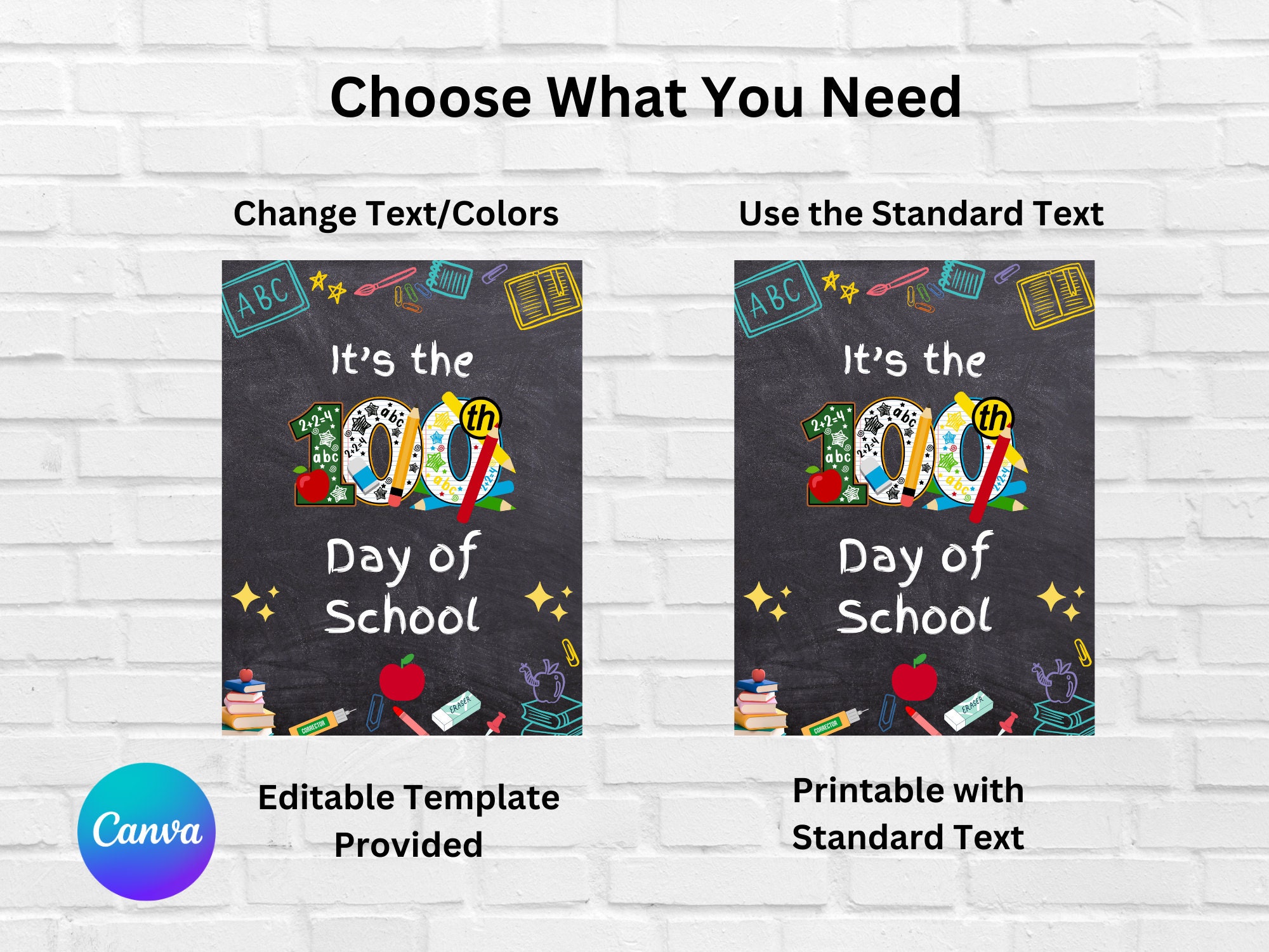 100th Day of School Sign Printable, Editable 100 Days of School ...