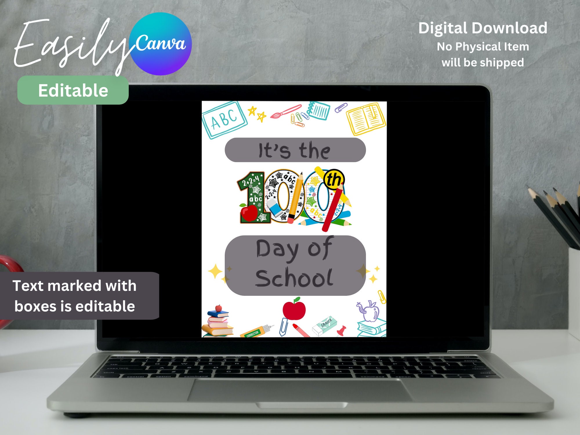 100th Day of School Sign Printable, Editable 100 Days of School ...