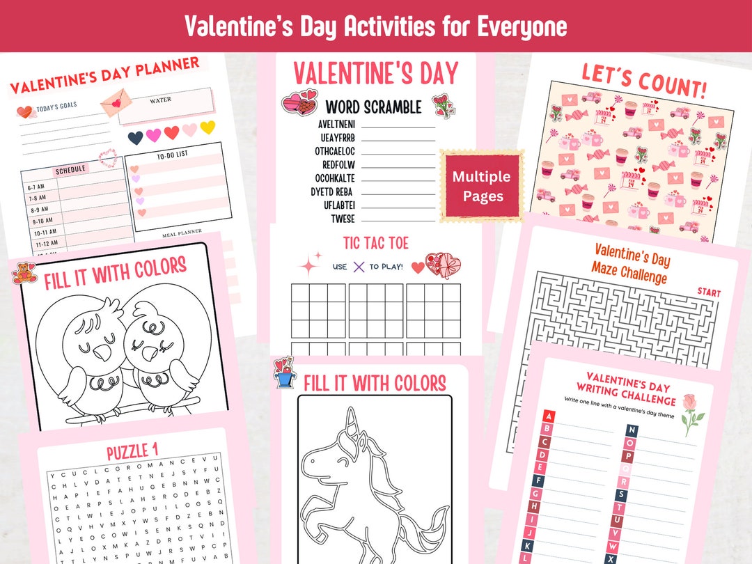 Valentine's Day Activities Printable for Everyone, Valentine's Games ...