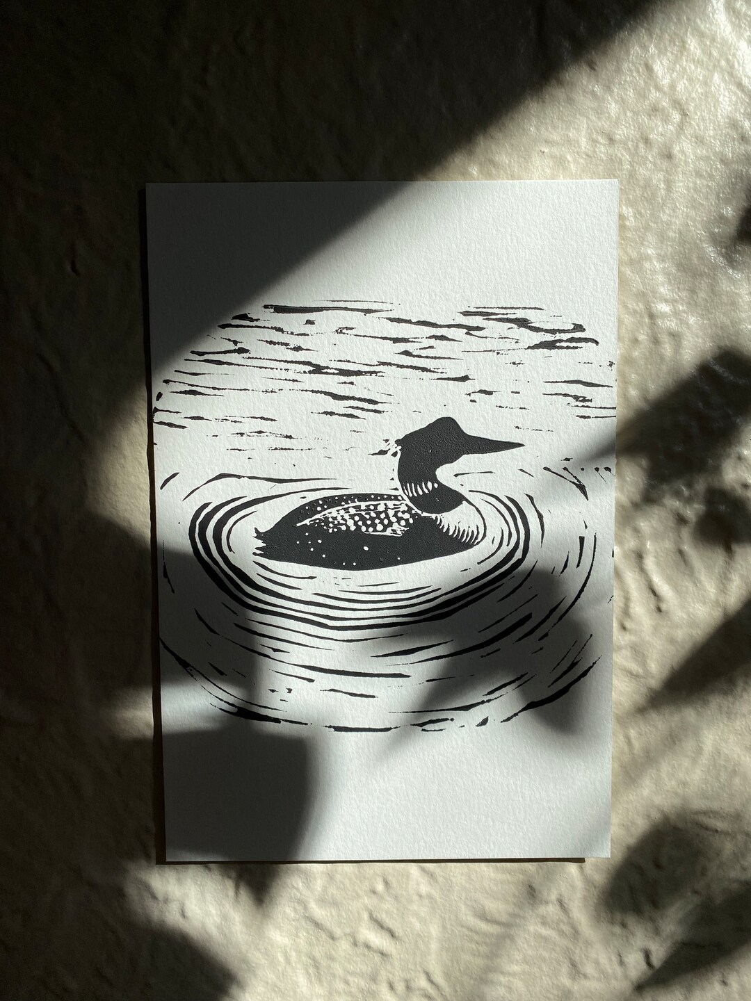 Linocut Poster Quebec Bird Loon Loon Linocut Printing - Etsy