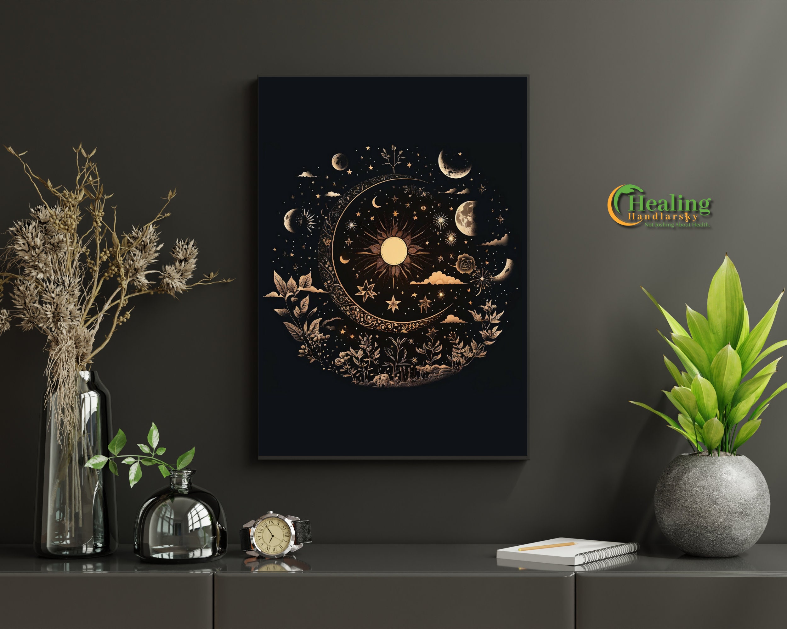 Gothic Night Sun and Moon Wall Art | Digital Art & Printable Wall Decor ...