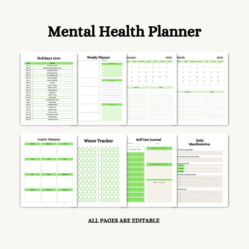 Mental Health Planner | Self Care Journal & Wellness Tracker - Etsy