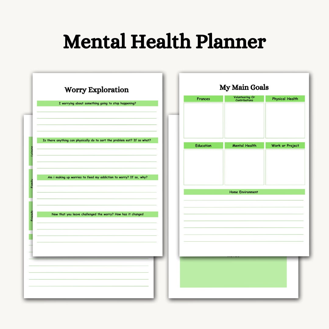 Mental Health Planner | Self Care Journal & Wellness Tracker - Etsy