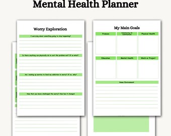 Printable Mental Health and Self Care Planner Journal Digital Planner ...