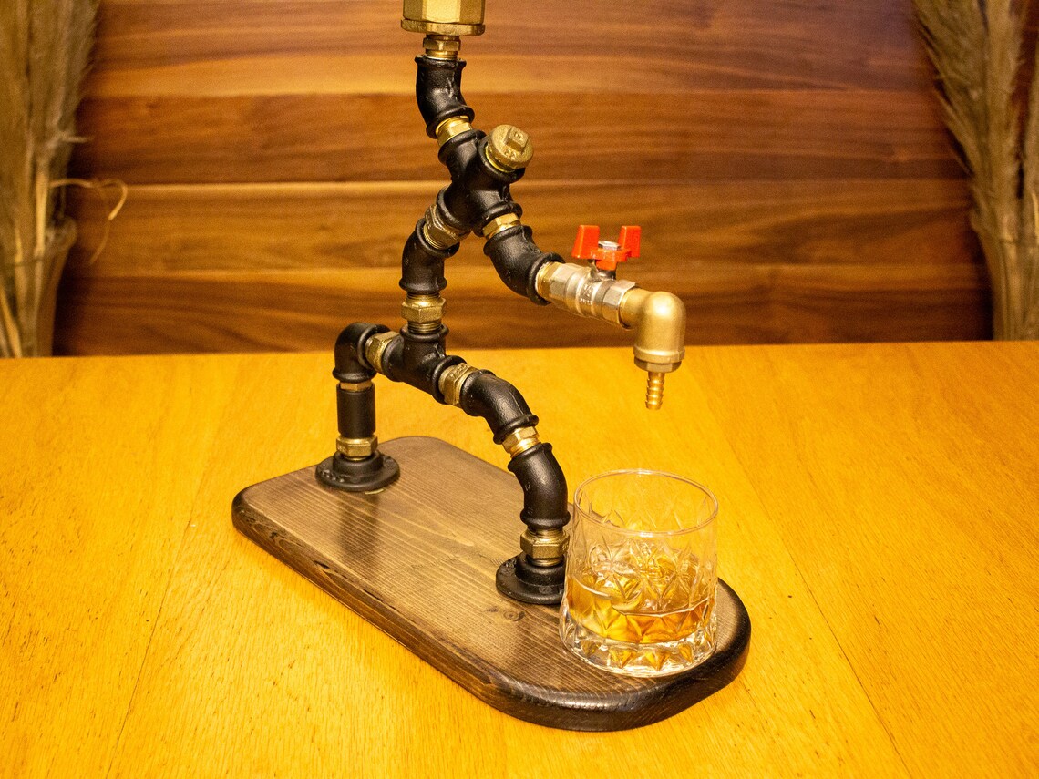 Home Bar Art Industrial Alcohol Stand Bottle Holder Steampunk Dispenser ...
