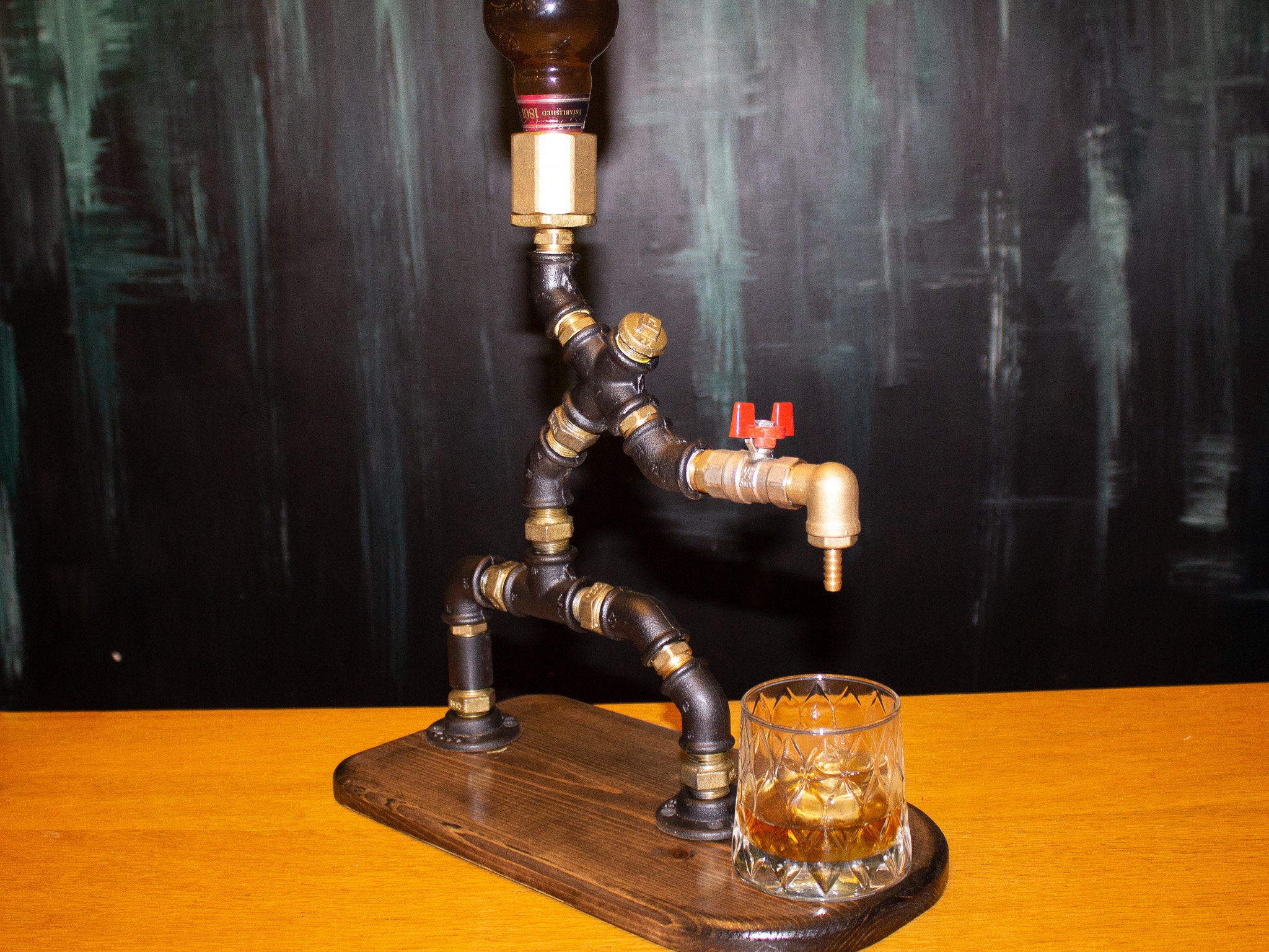 Home Bar Art - Industrial Alcohol Stand - Bottle Holder - Steampunk ...