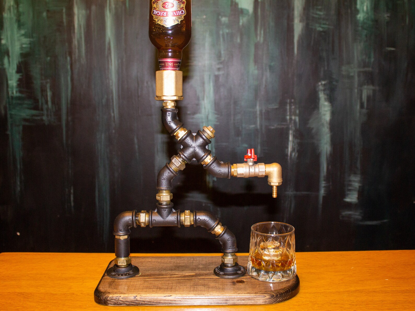 Home Bar Art - Industrial Alcohol Stand - Bottle Holder - Steampunk ...