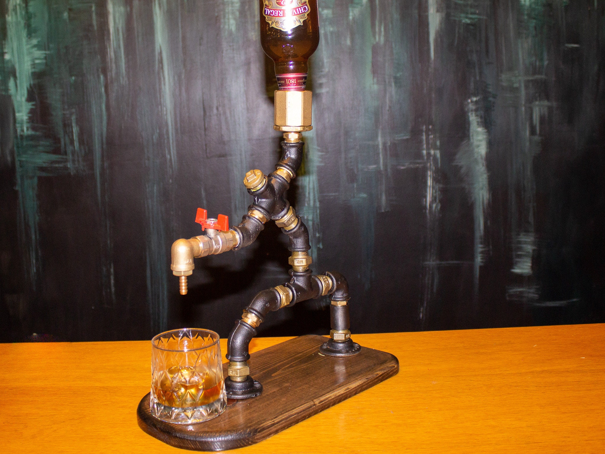 Home Bar Art - Industrial Alcohol Stand - Bottle Holder - Steampunk ...
