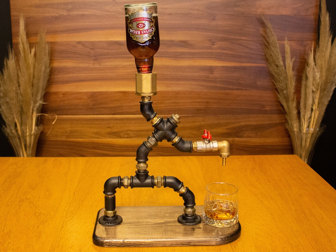 Home Bar Art - Industrial Alcohol Stand - Bottle Holder - Steampunk ...