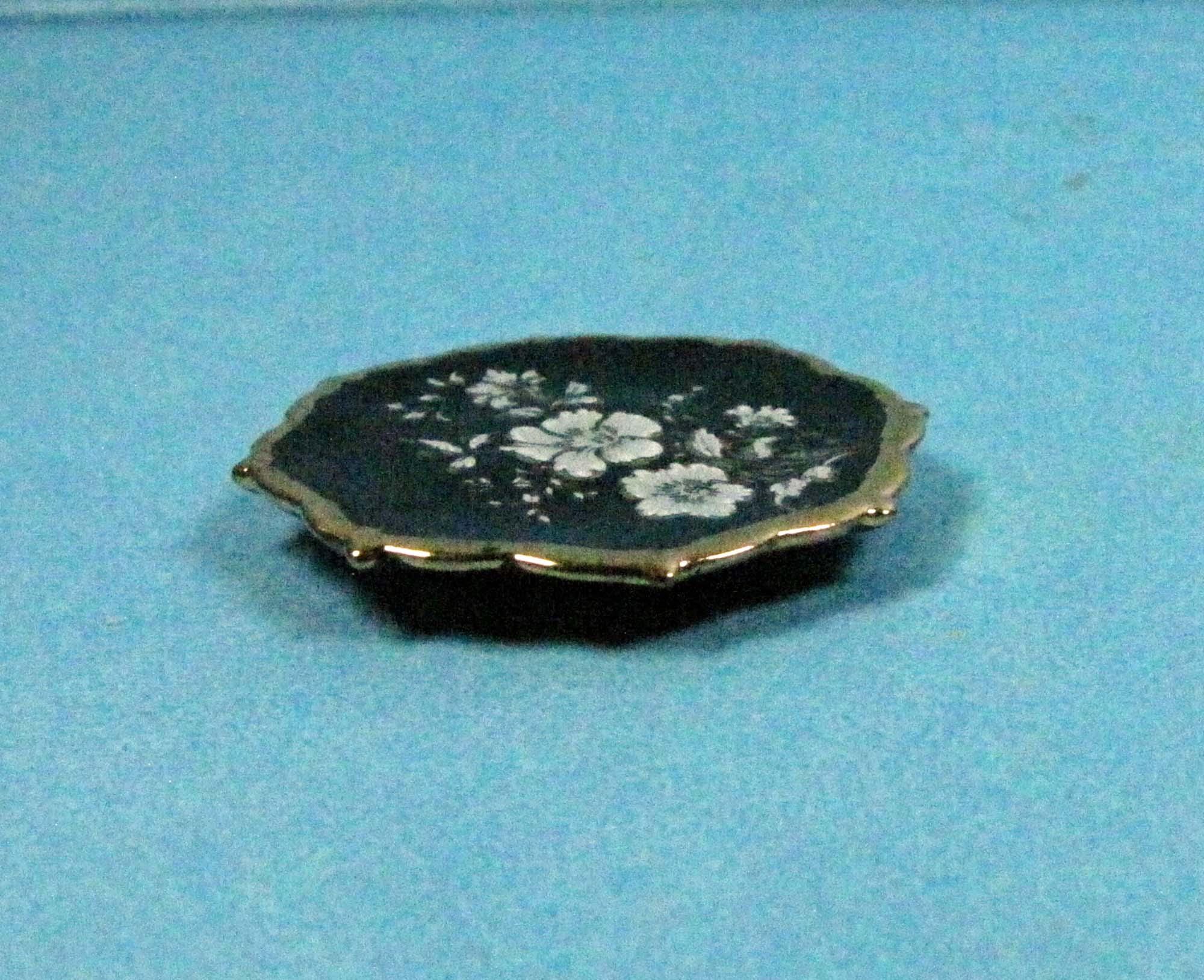 Miniature Black Octagon Plate: Gold Decal & Edge Dollhouse Collectible ...