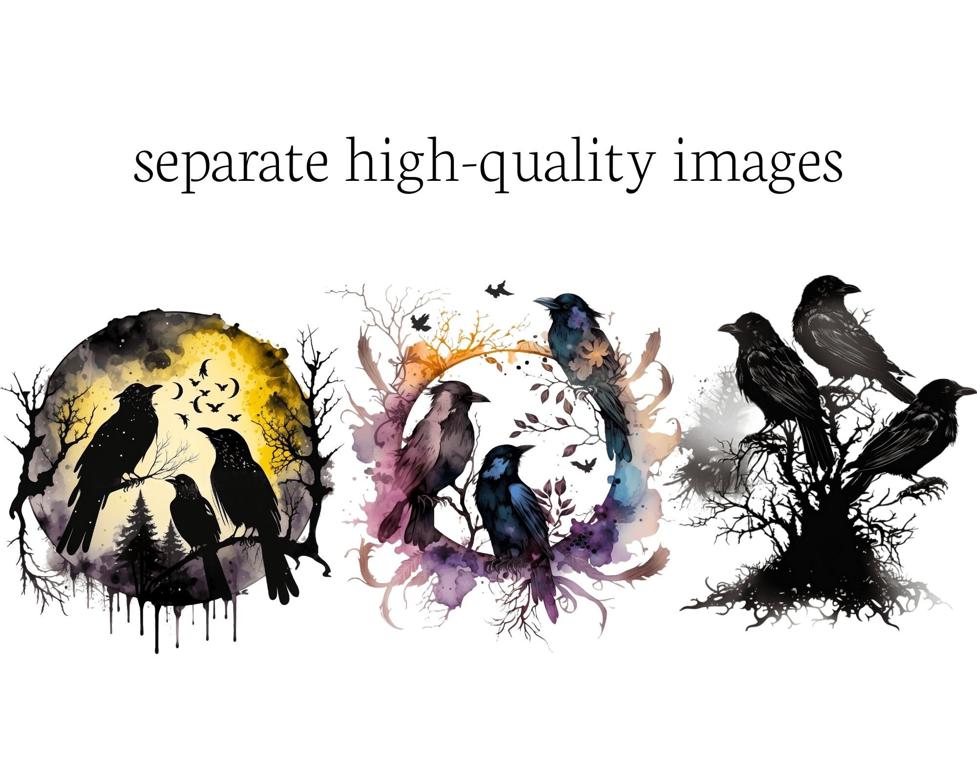 10 Crows PNG Witch Raven Clipart High Quality Images Clipart - Etsy