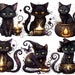 Halloween Cats PACK Clipart PNG Witchy Clipart Black Cats Clipart ...