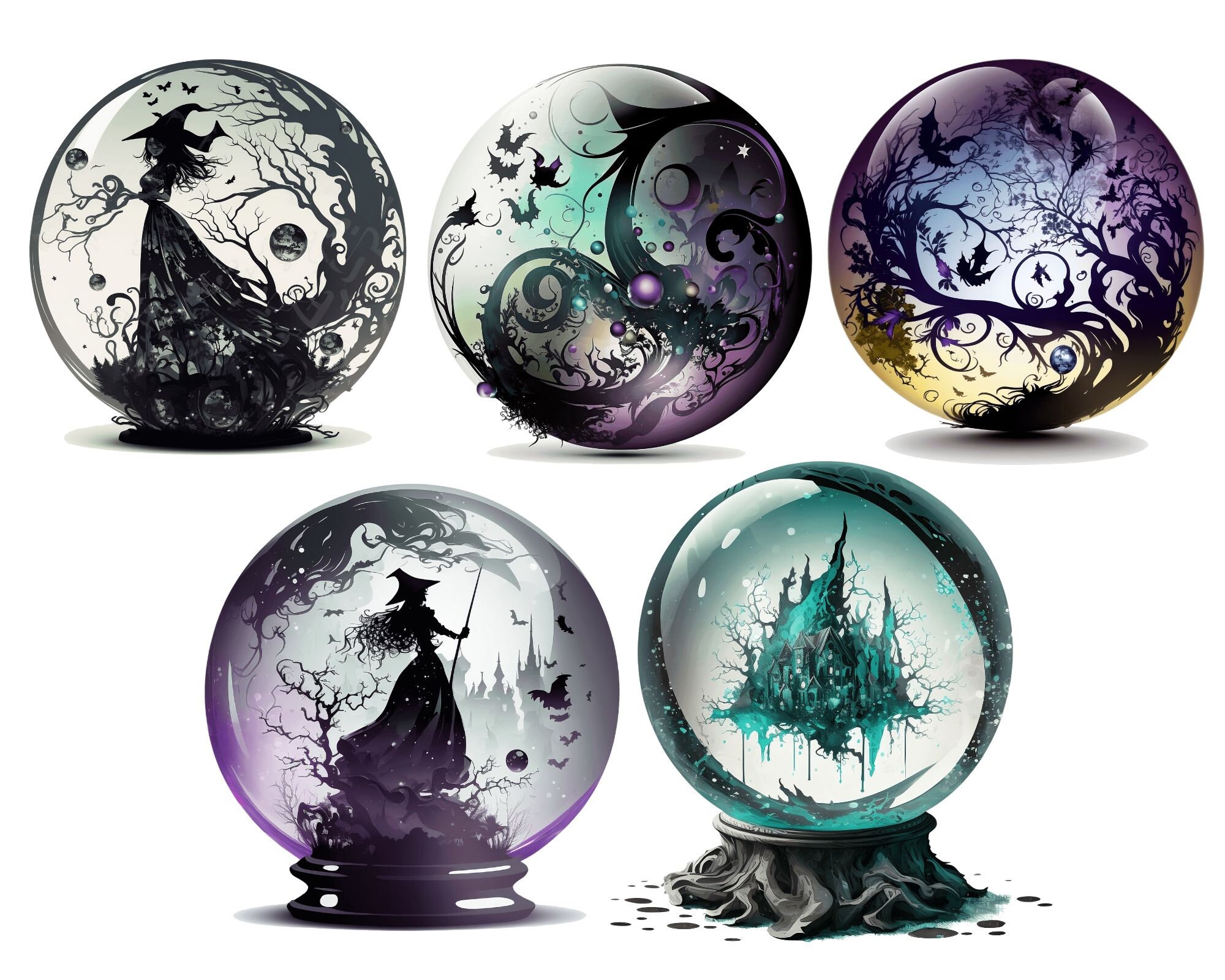 Crystal Ball Clipart Witchy PNG Magic Print Fantasy Witchcraft Clipart ...