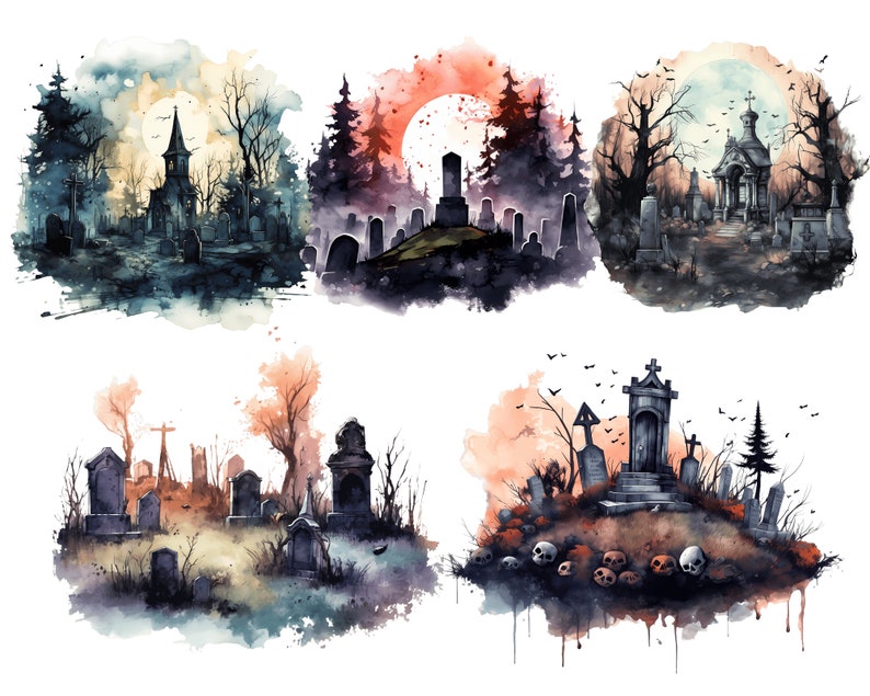 Cemetery Clipart Graves PNG Halloween Clipart Mystical Graveyard Images ...