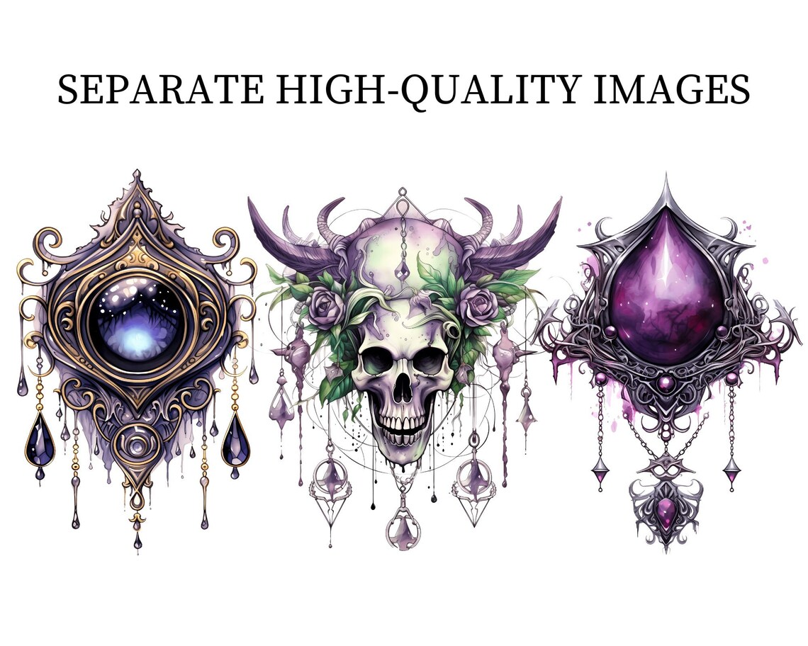 Mystical Amulet Clipart Gothic PNG Talisman Witchy Charm Clipart Dark ...