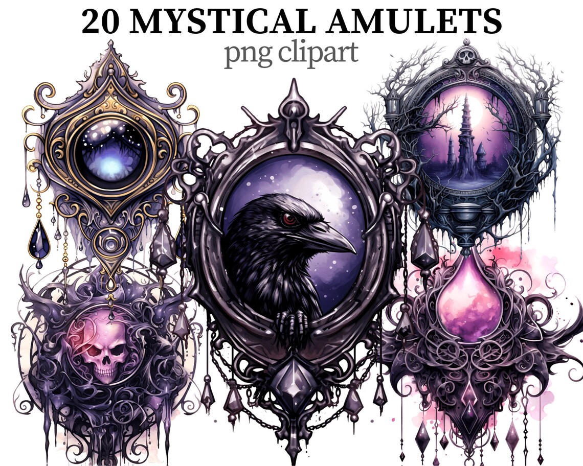 Mystical Amulet Clipart Gothic PNG Talisman Witchy Charm Clipart Dark ...