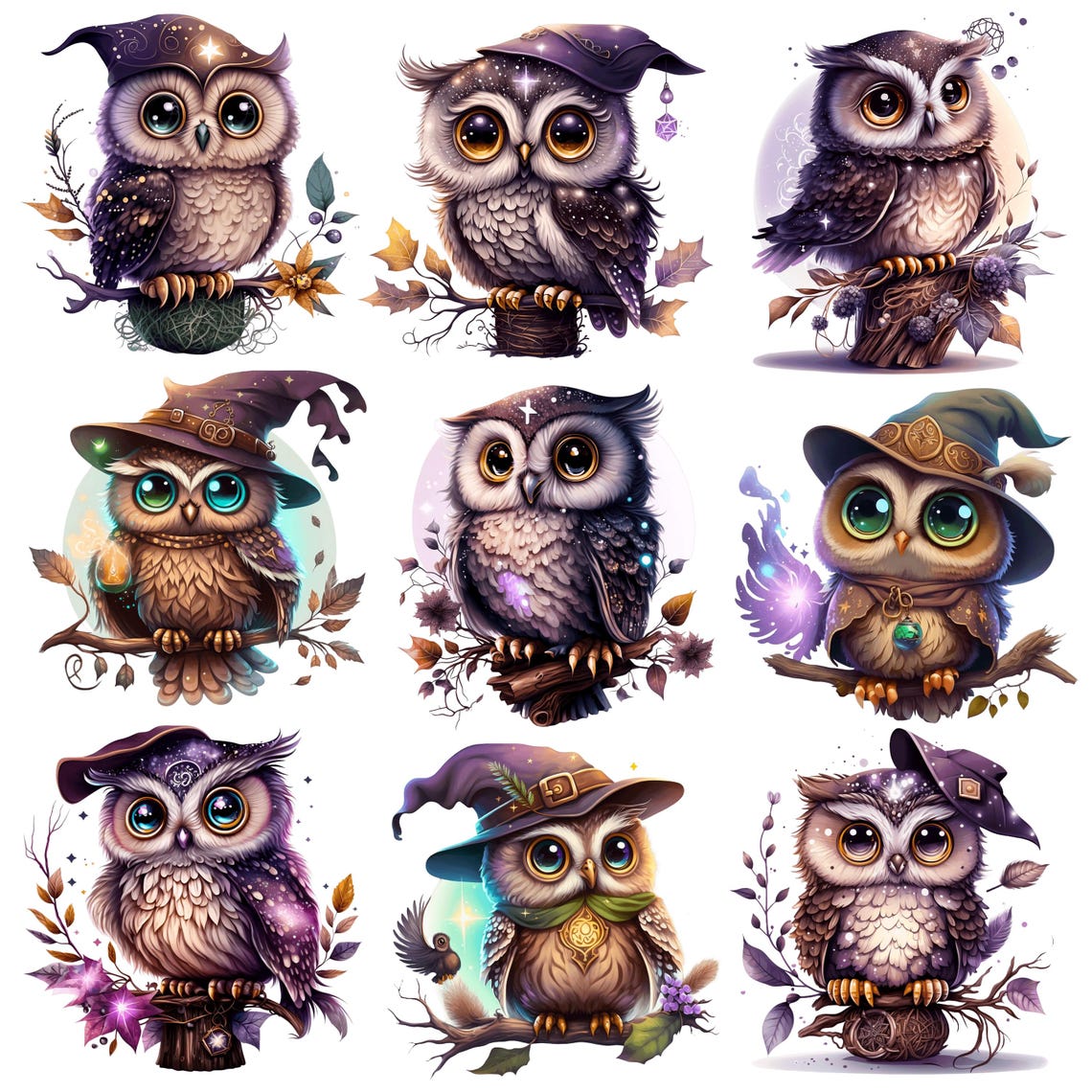 Magical Owls Clipart Fantasy PNG Baby Owl Cute Birds Magic Clipart ...