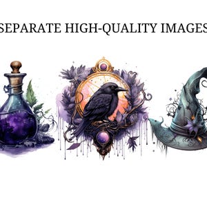 Witchy Clipart PACK Mystical PNG Witches Set Halloween Clipart Magic ...