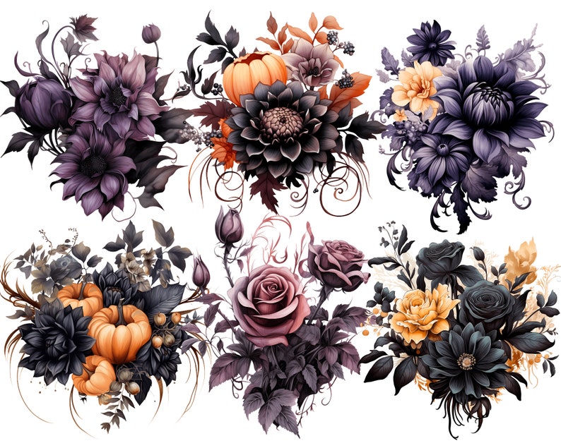 Halloween Flowers Clipart Mystical Flower PNG Dark Fantasy Clipart ...