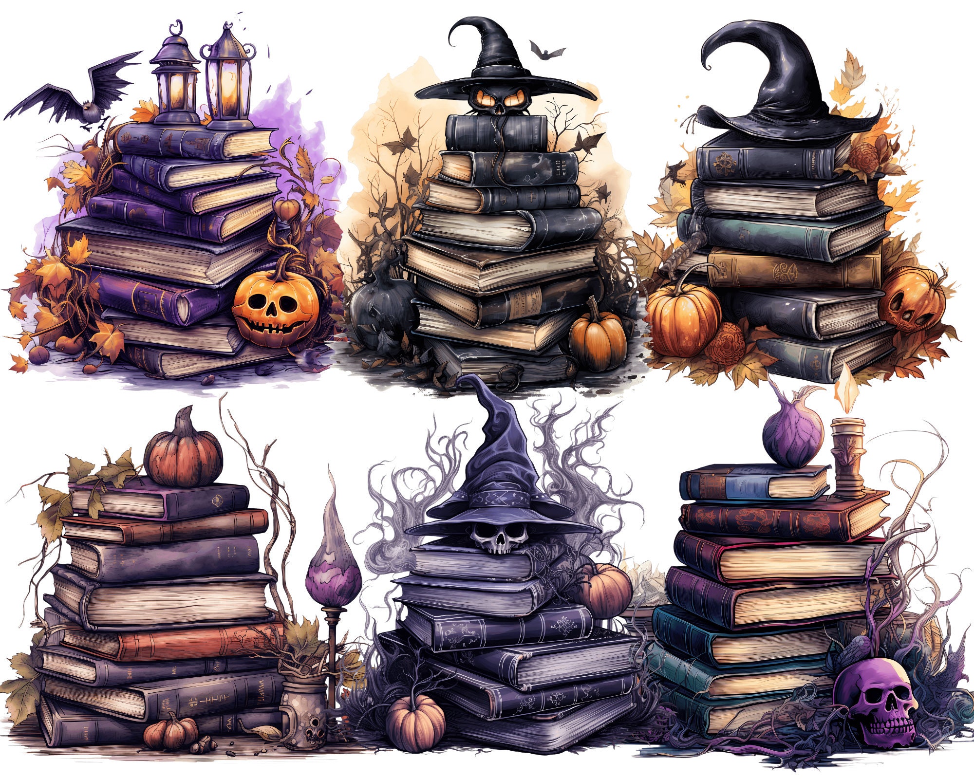 Halloween Books Clipart Mystical PNG Dark Fantasy Clipart Print Books ...