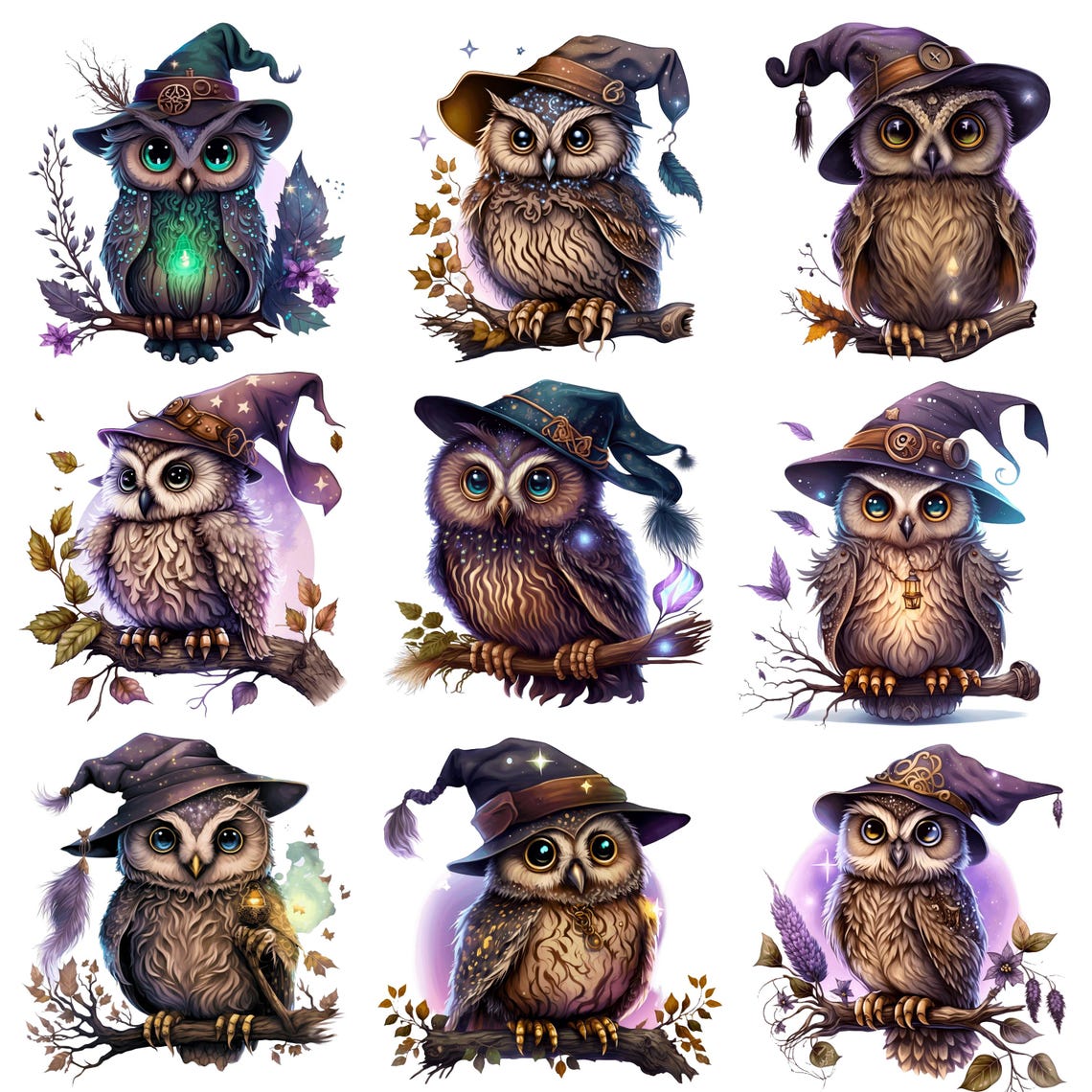Witchy Owls Clipart Magical PNG Fantasy Owl Wizard Png Mystical Birds ...