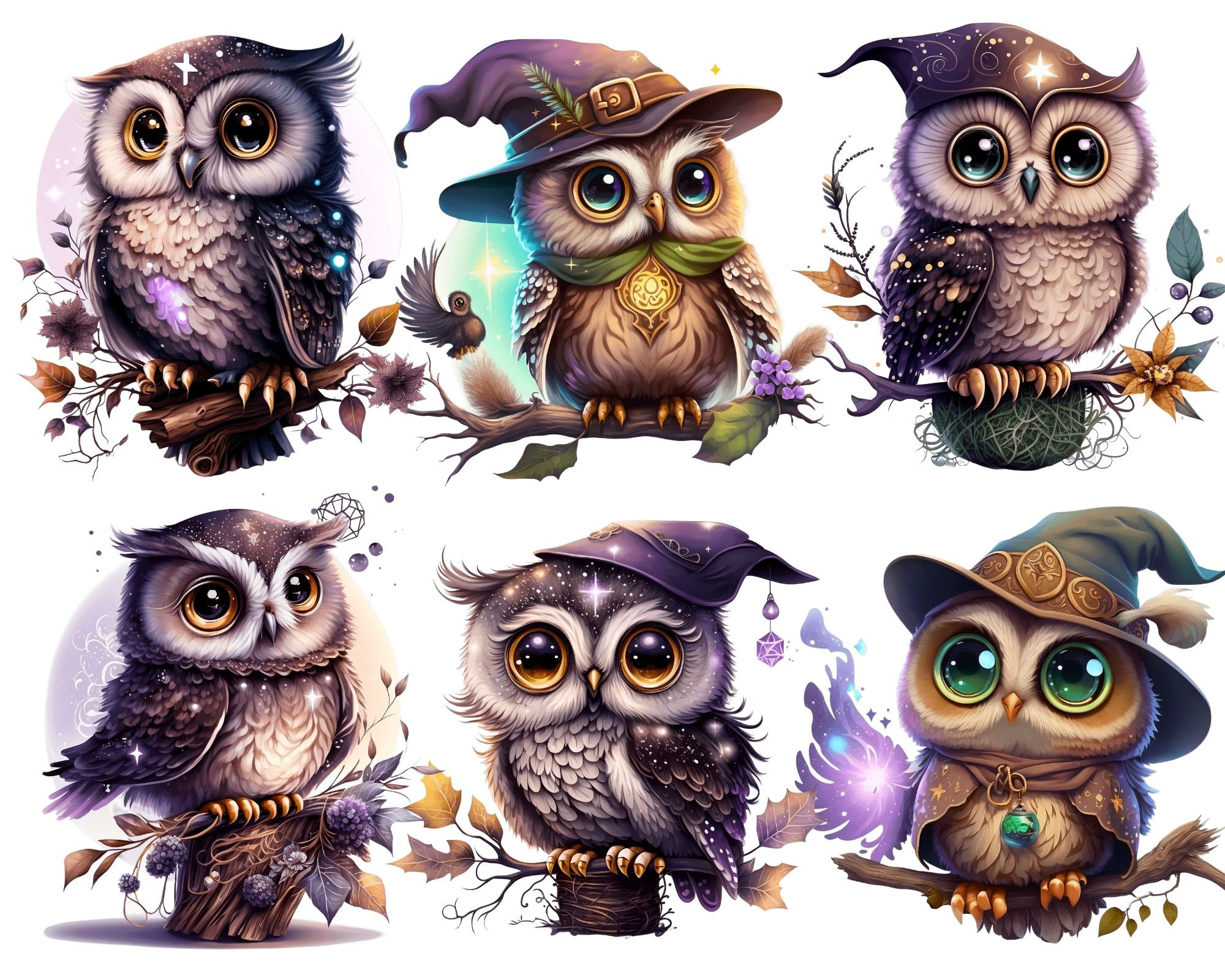 Magical Owls Clipart Fantasy PNG Baby Owl Cute Birds Magic Clipart ...