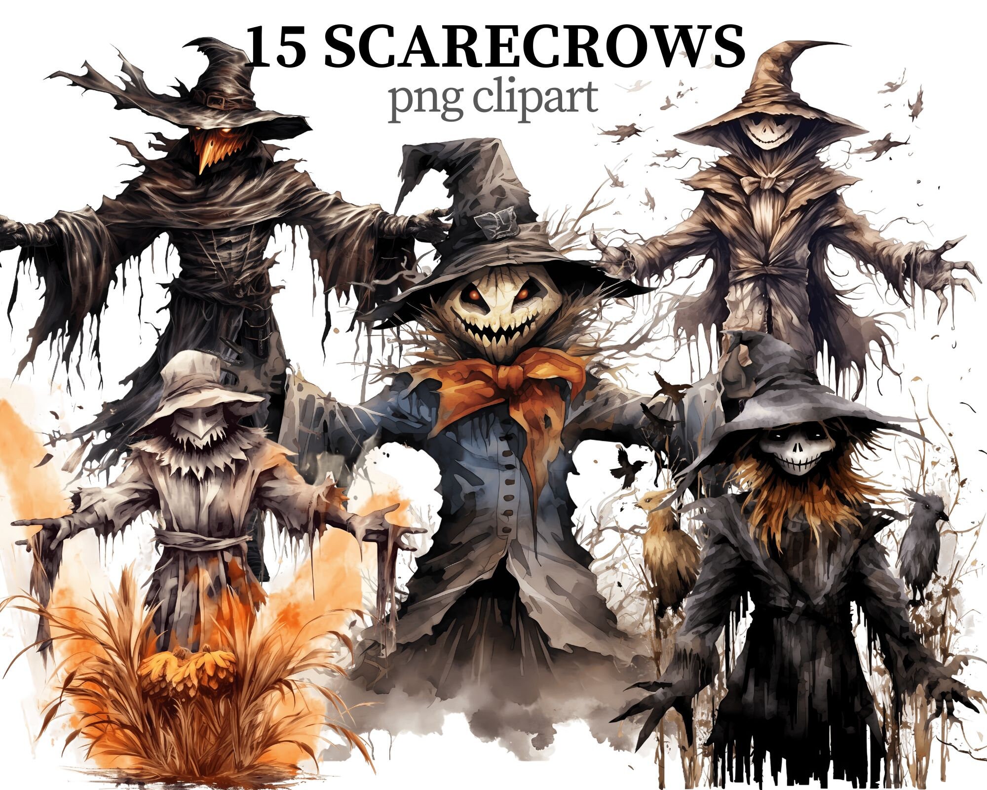 Scarecrow Clipart Creepy PNG Spooky Halloween Clipart Dark Fantasy ...
