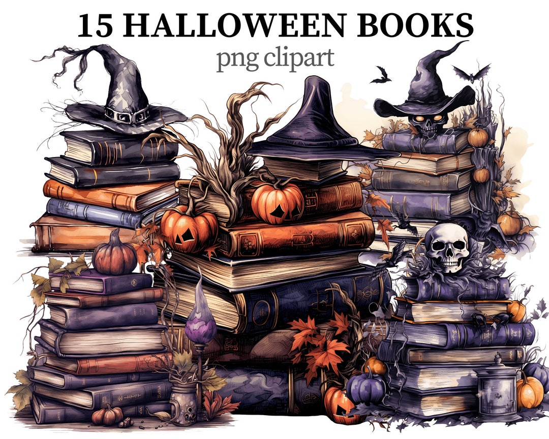 Halloween Books Clipart Mystical PNG Dark Fantasy Clipart Print Books ...