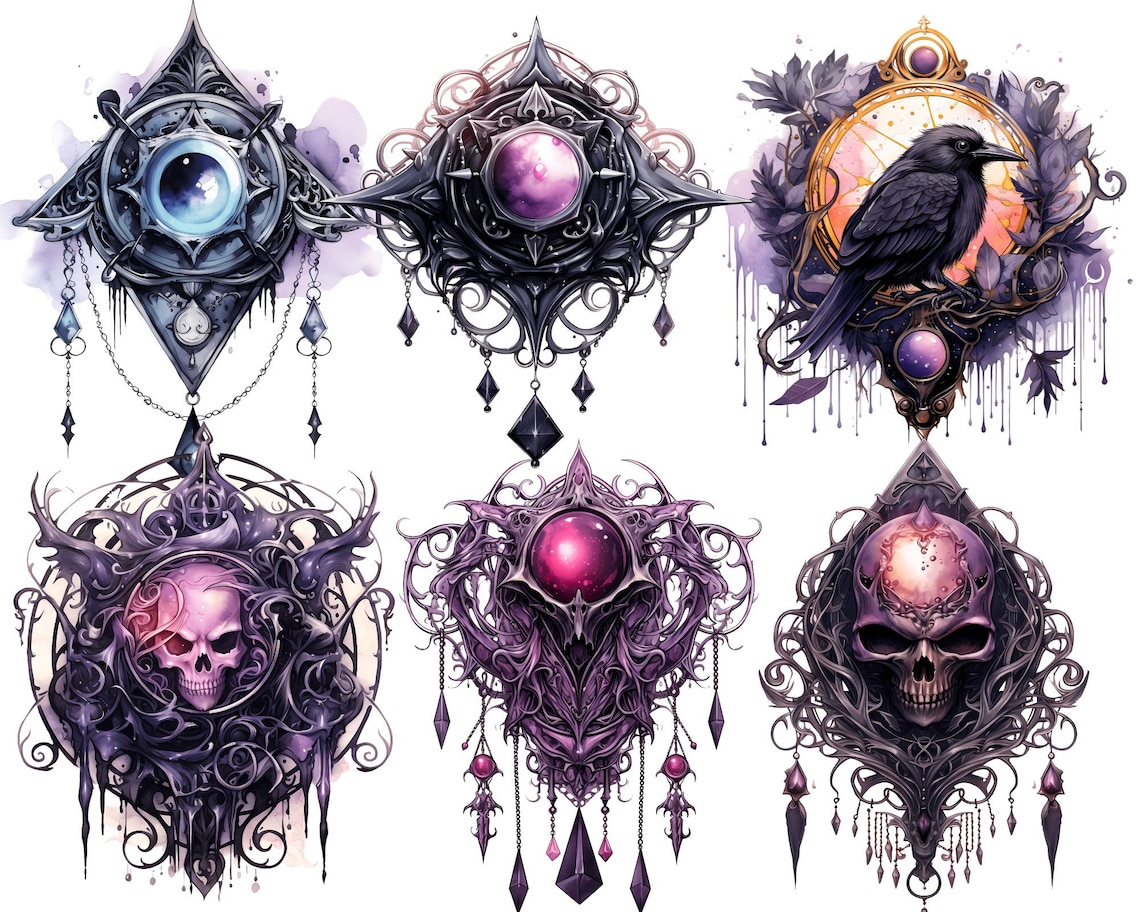 Mystical Amulet Clipart Gothic PNG Talisman Witchy Charm Clipart Dark ...