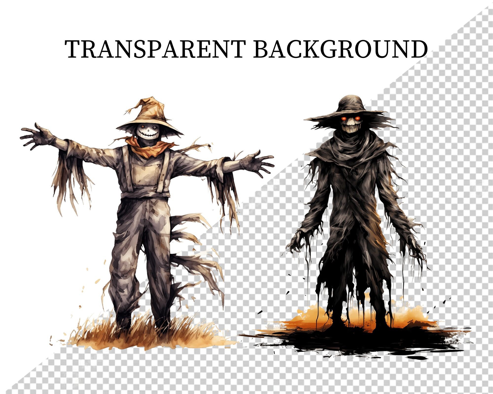 Scarecrow Clipart Creepy PNG Spooky Halloween Clipart Dark Fantasy ...