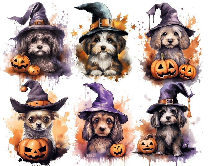 Cute Halloween Dogs Clipart Puppy PNG Watercolor Clipart Halloween ...