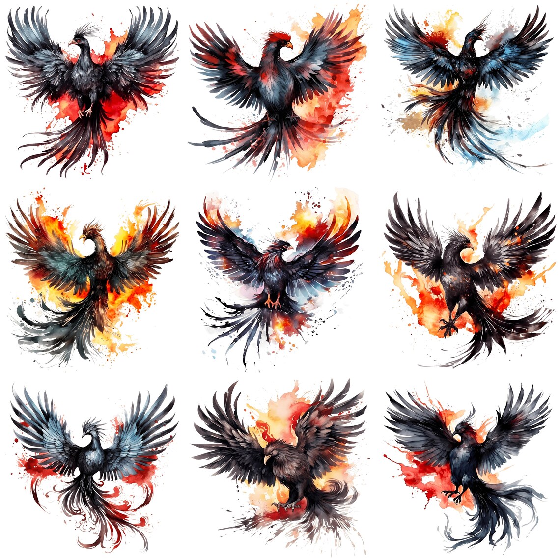 Phoenix Clipart Mythical Firebird PNG Watercolor Fire Phoenix Images ...