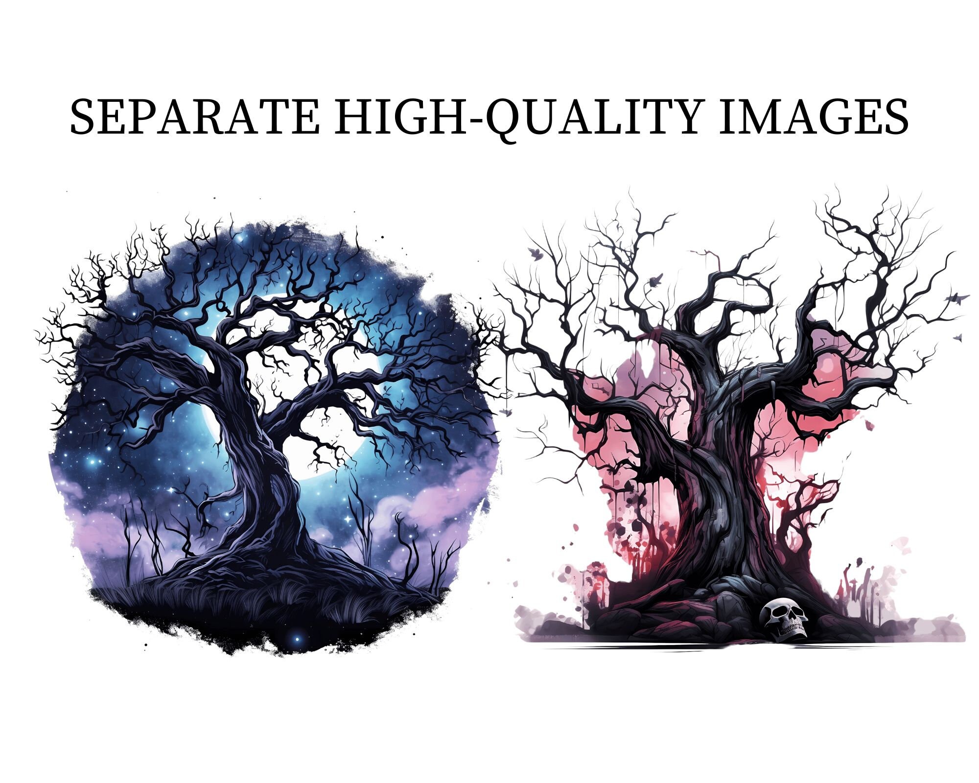 Gothic Trees Clipart Mystical PNG Dark Trees Print Botanical Clipart ...
