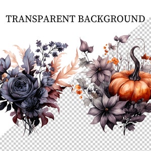 Halloween Flowers Clipart: Mystical Gothic Floral PNG (digital Download ...